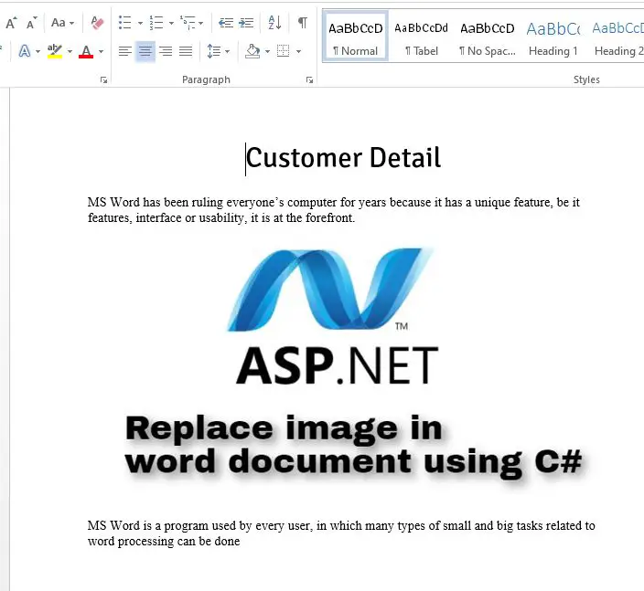Replace Image In Word Document Using C 